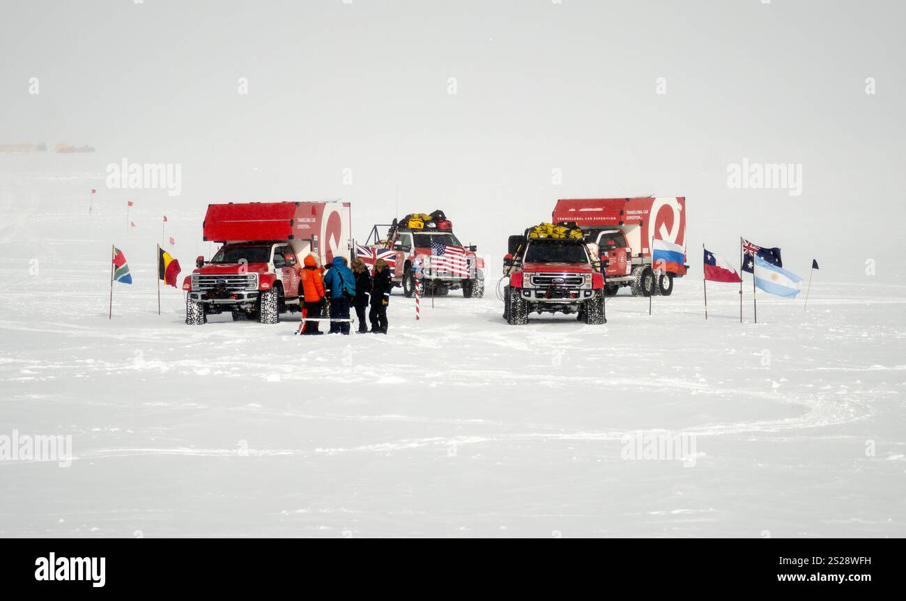 Transglobal Car Expedition arriving at the Ceremonial South Pole near ...