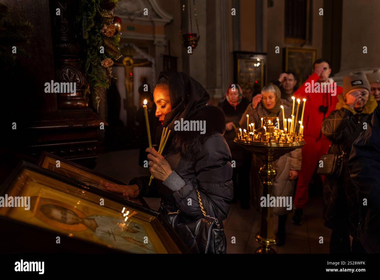 Lithuanian Orthodox believers pray during the liturgy on Orthodox ...
