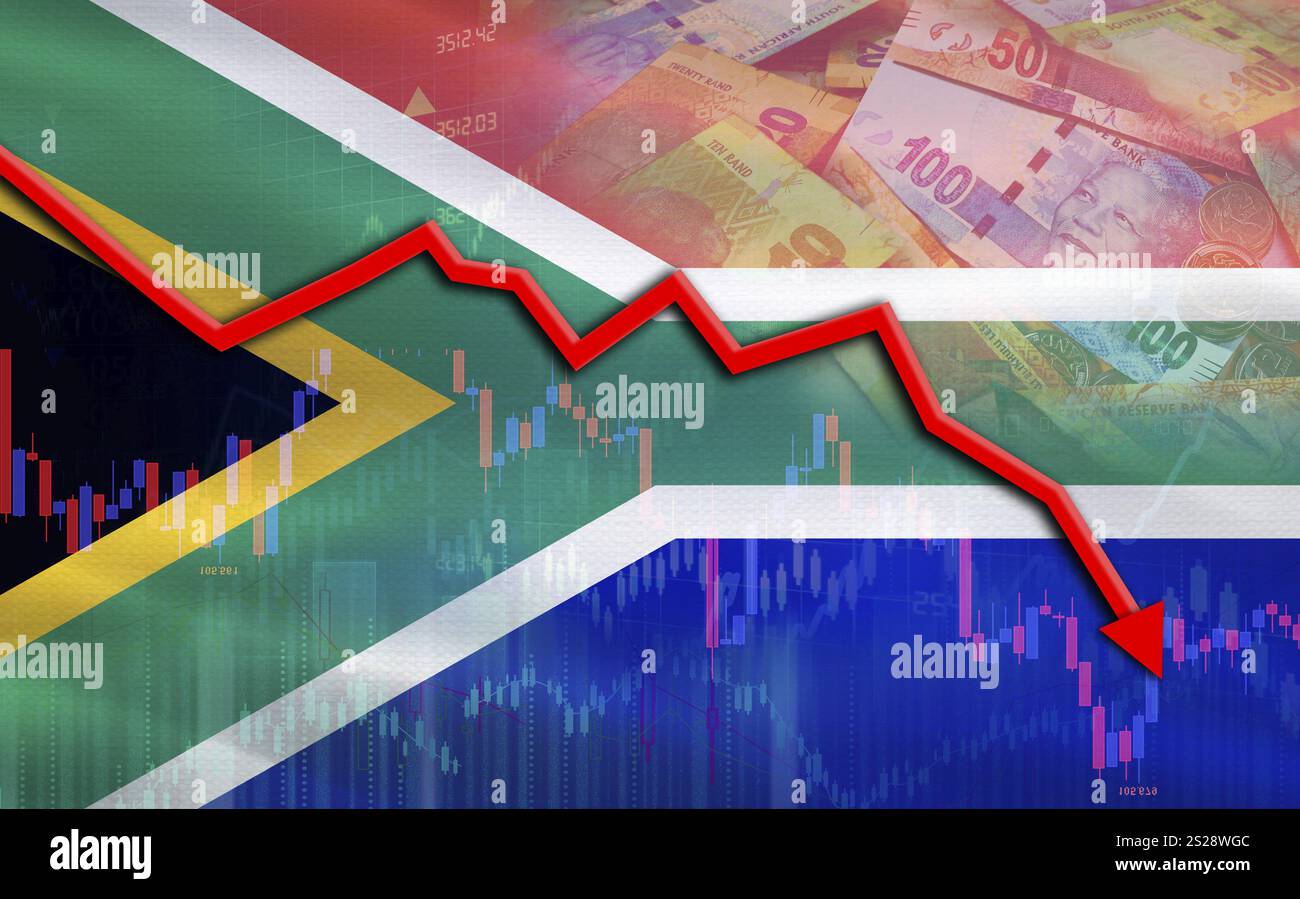 Financial fall of South Africa on economy market. South Africa ...