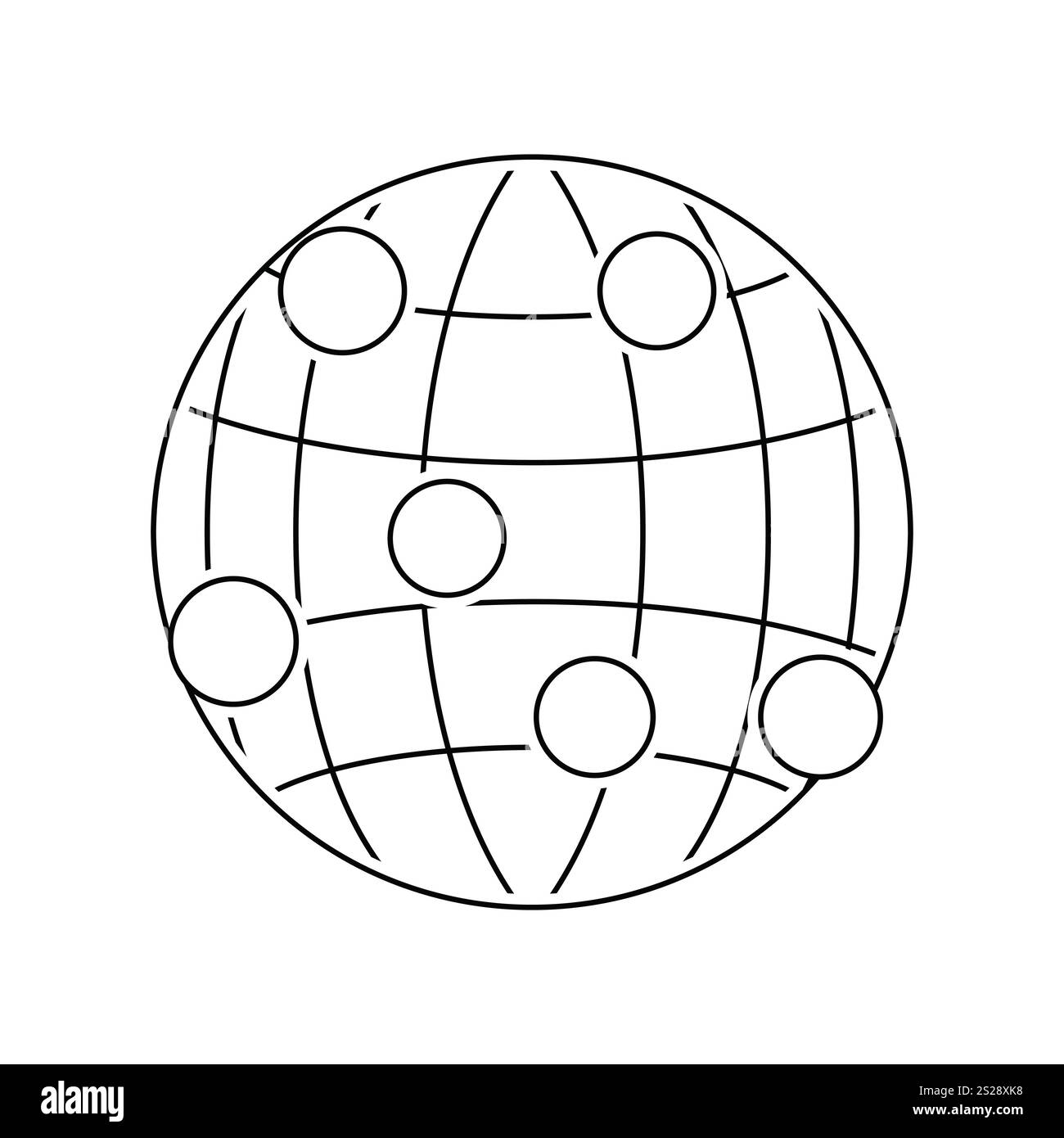 Globe connection point icon. Thin line design. Vector illustration ...