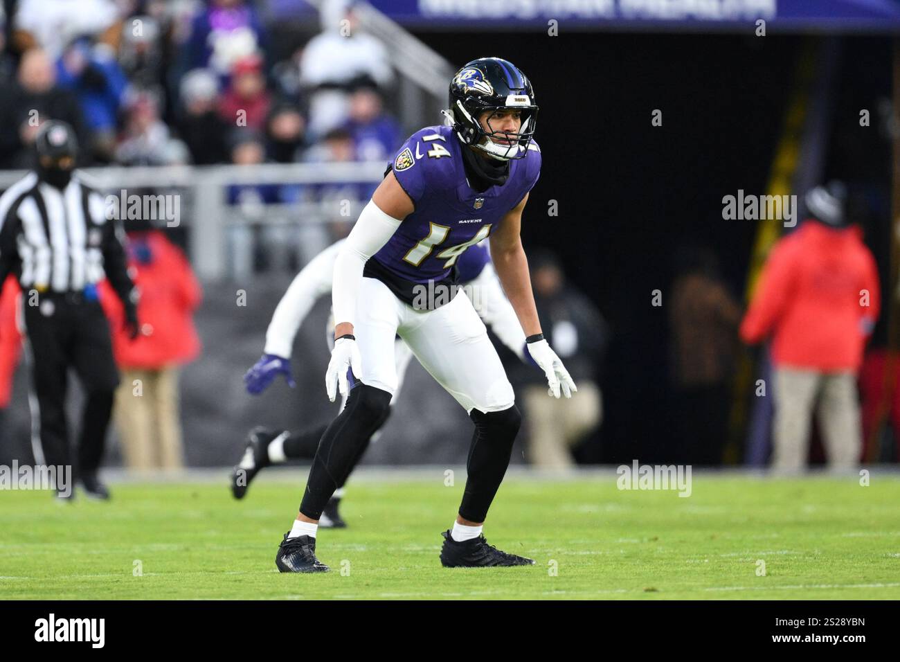Baltimore Ravens safety Kyle Hamilton (14) in action during the first ...