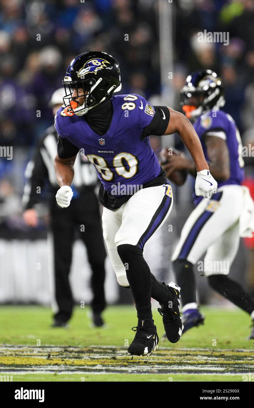 Baltimore Ravens tight end Isaiah Likely (80) in action during the ...