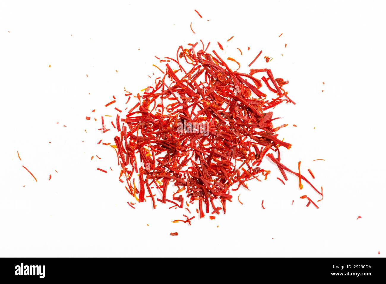 pinch of dried saffron threads from Iran on white background Stock ...