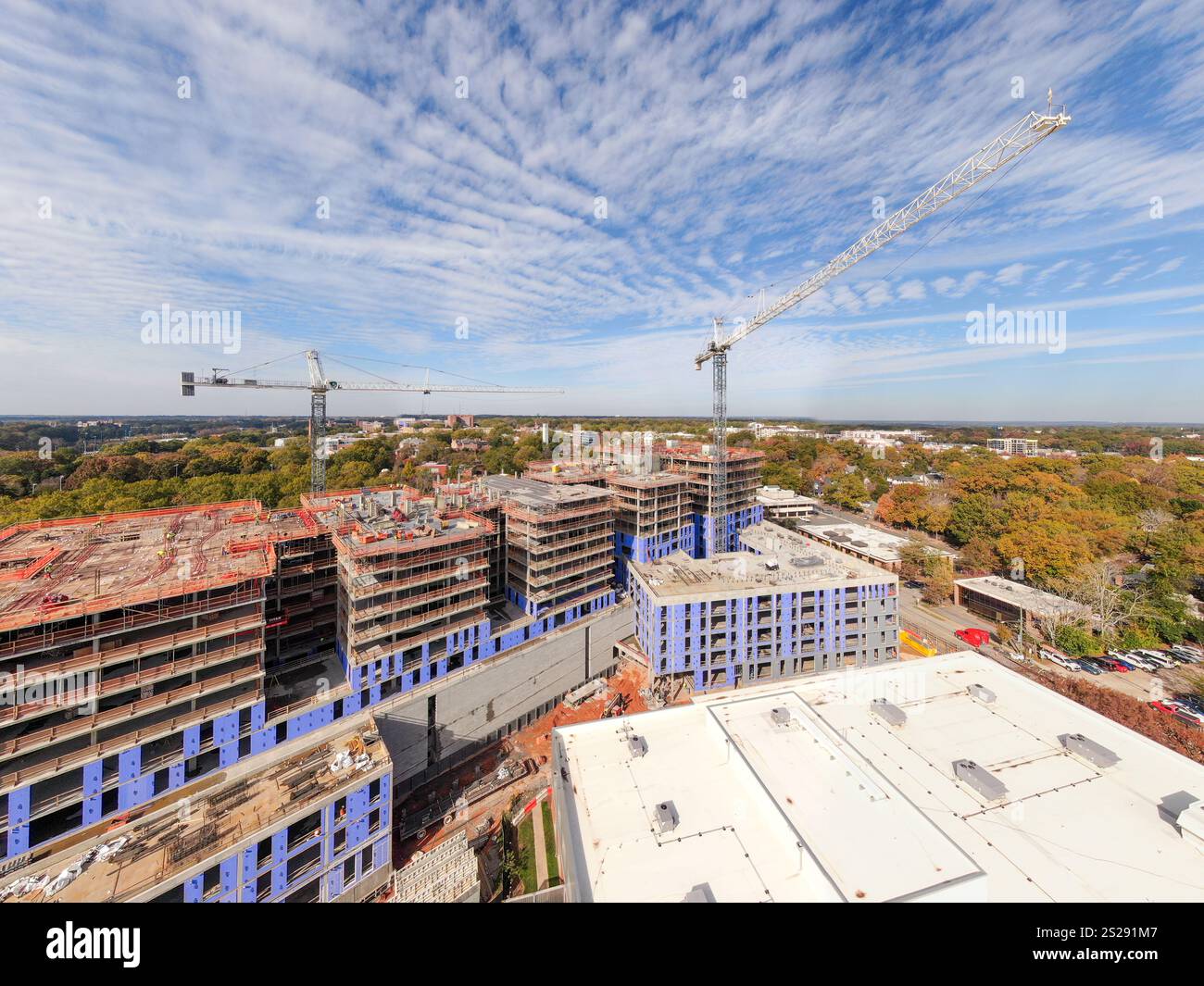 Day Time Drone Images of High Rise Building Under Construction in ...