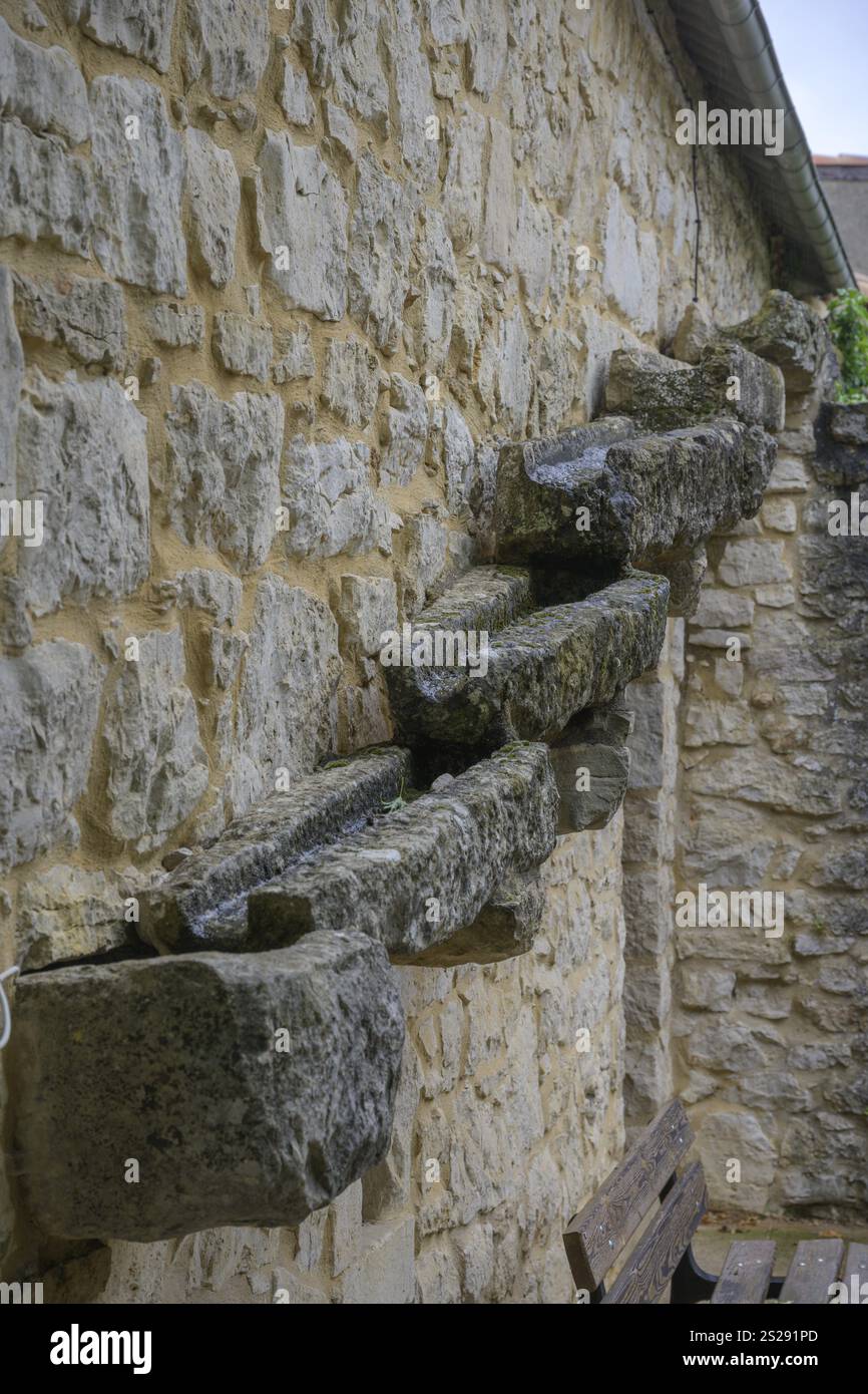 Medieval stone gutter, La Cavalerie, Aveyron, France, Europe Stock ...