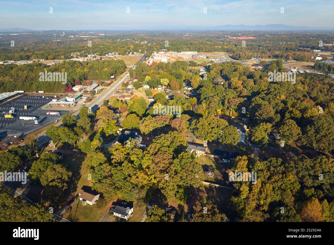 Aerial view of classical american homes in South Carolina residential ...