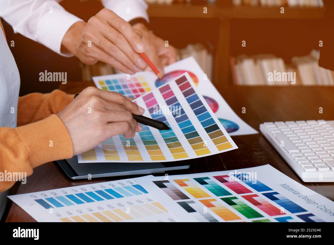 Graphic designer working on digital tablet. artist drawing on graphic ...