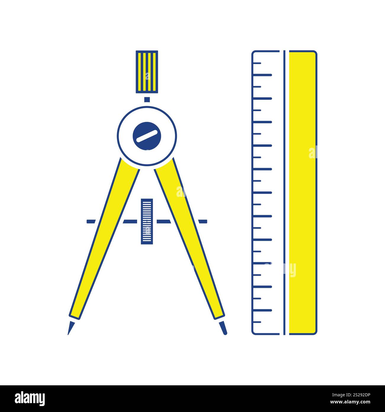 Flat design icon of Compasses and scale iin ui colors. Thin line design ...