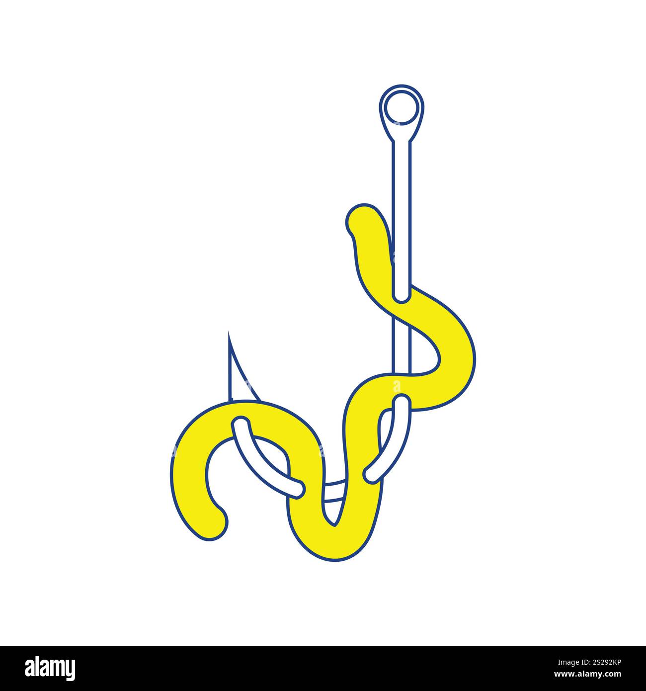 Icon of worm on hook. Thin line design. Vector illustration Stock Photo ...
