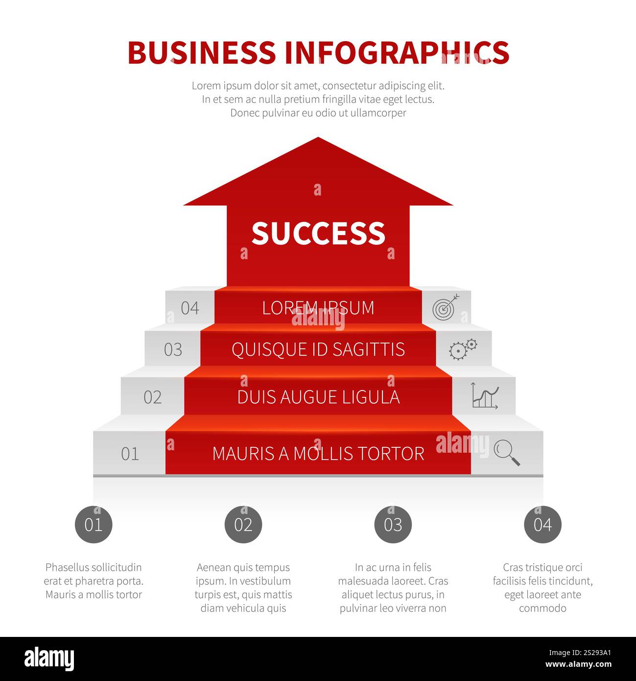 Staircase, business ladder, levels of success vector modern infographic ...