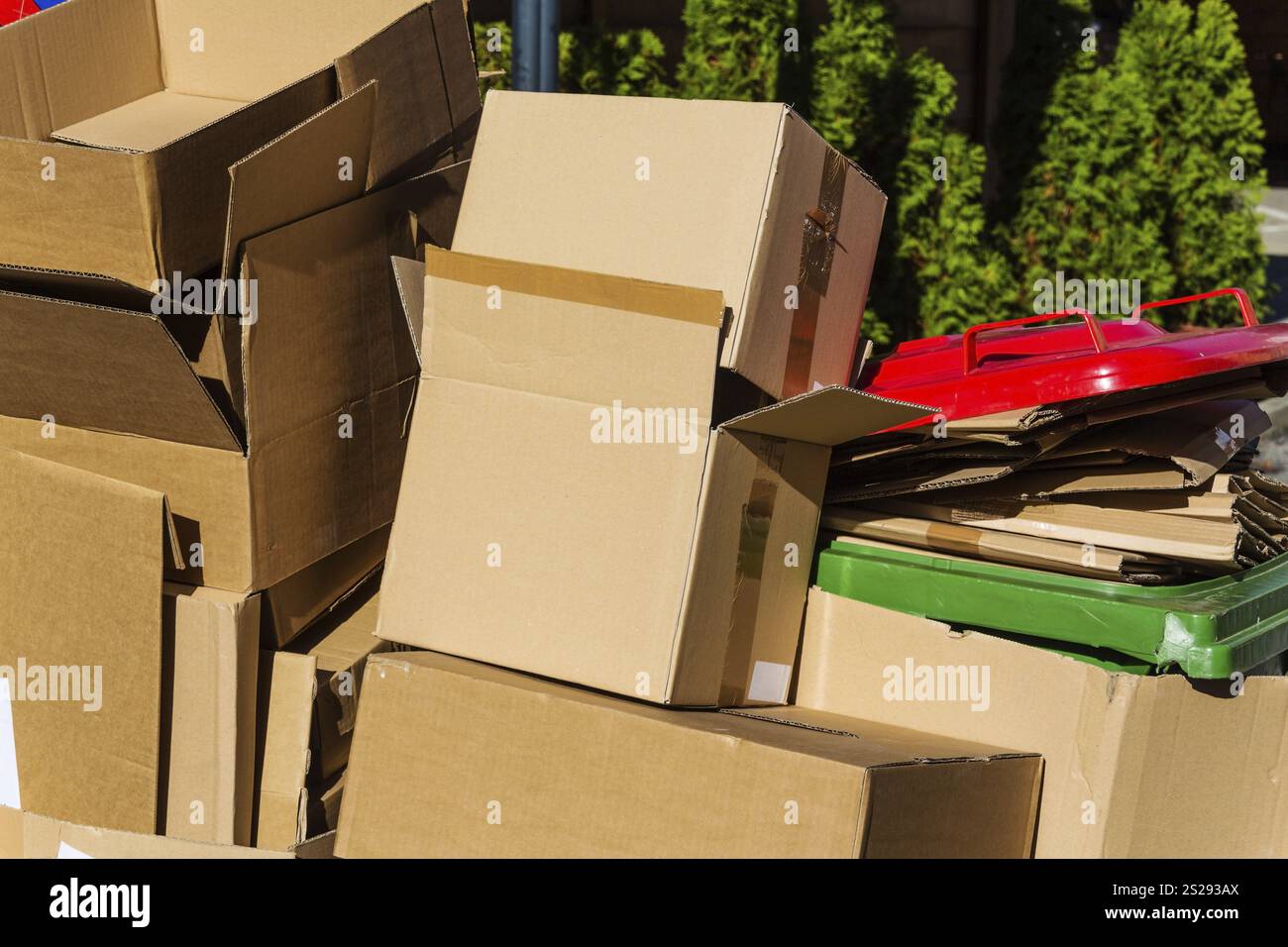 Empty cartons of packaging are waiting to be taken to the waste paper ...