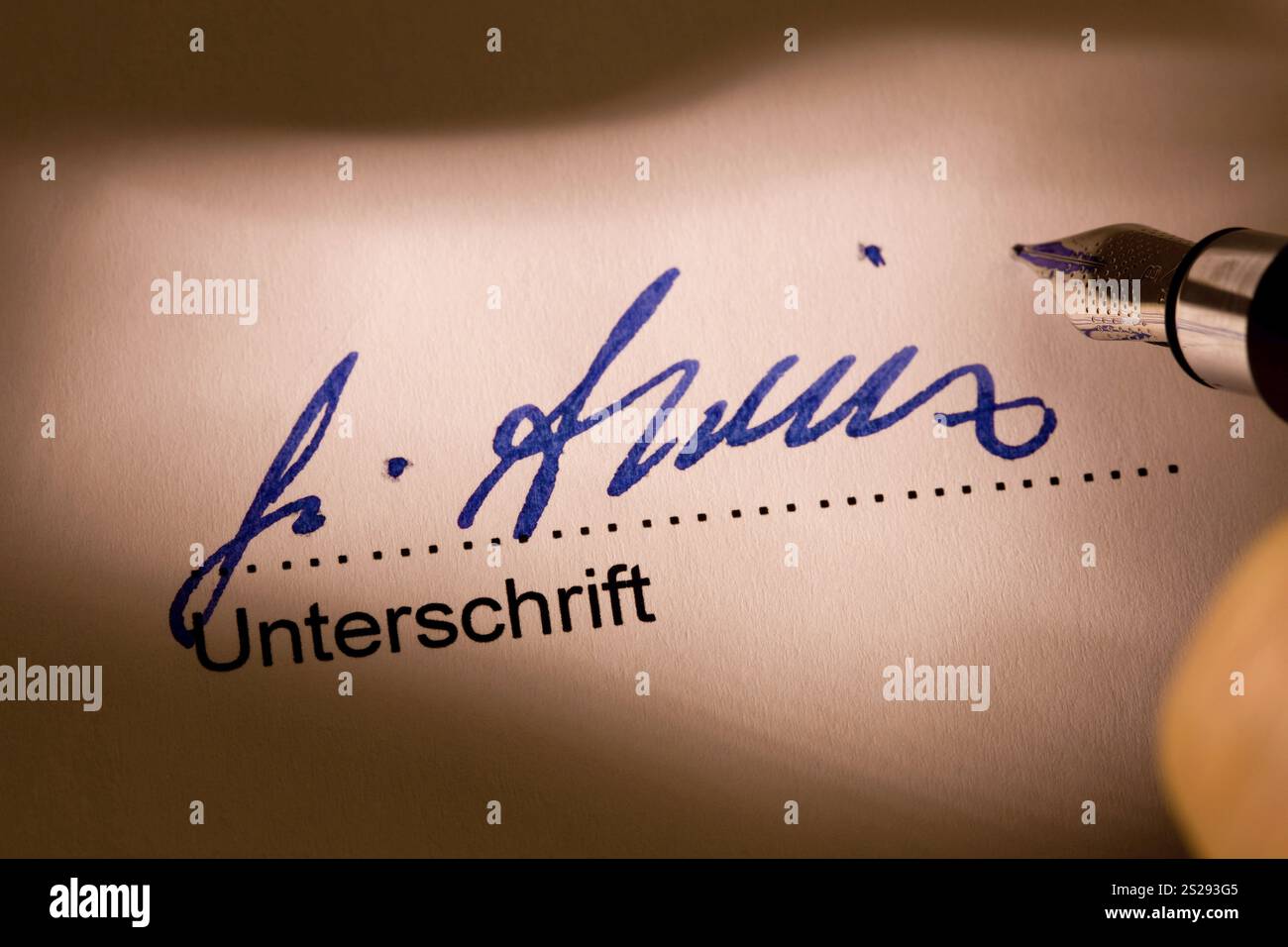 Handwritten signature with fountain pen under a letter Austria Stock ...