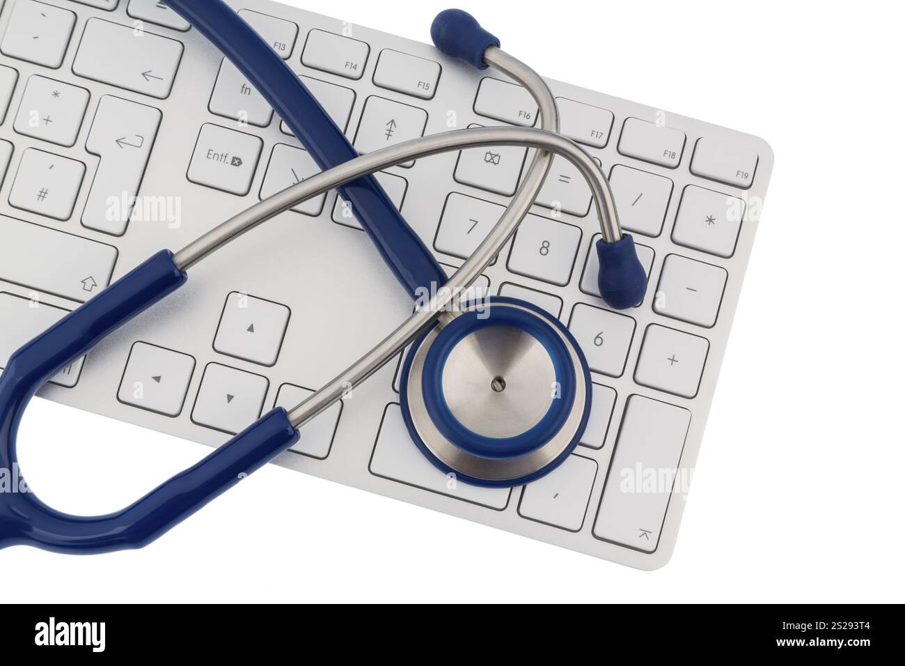Stethoscope and keyboard of a computer, symbol photo for diagnostics ...