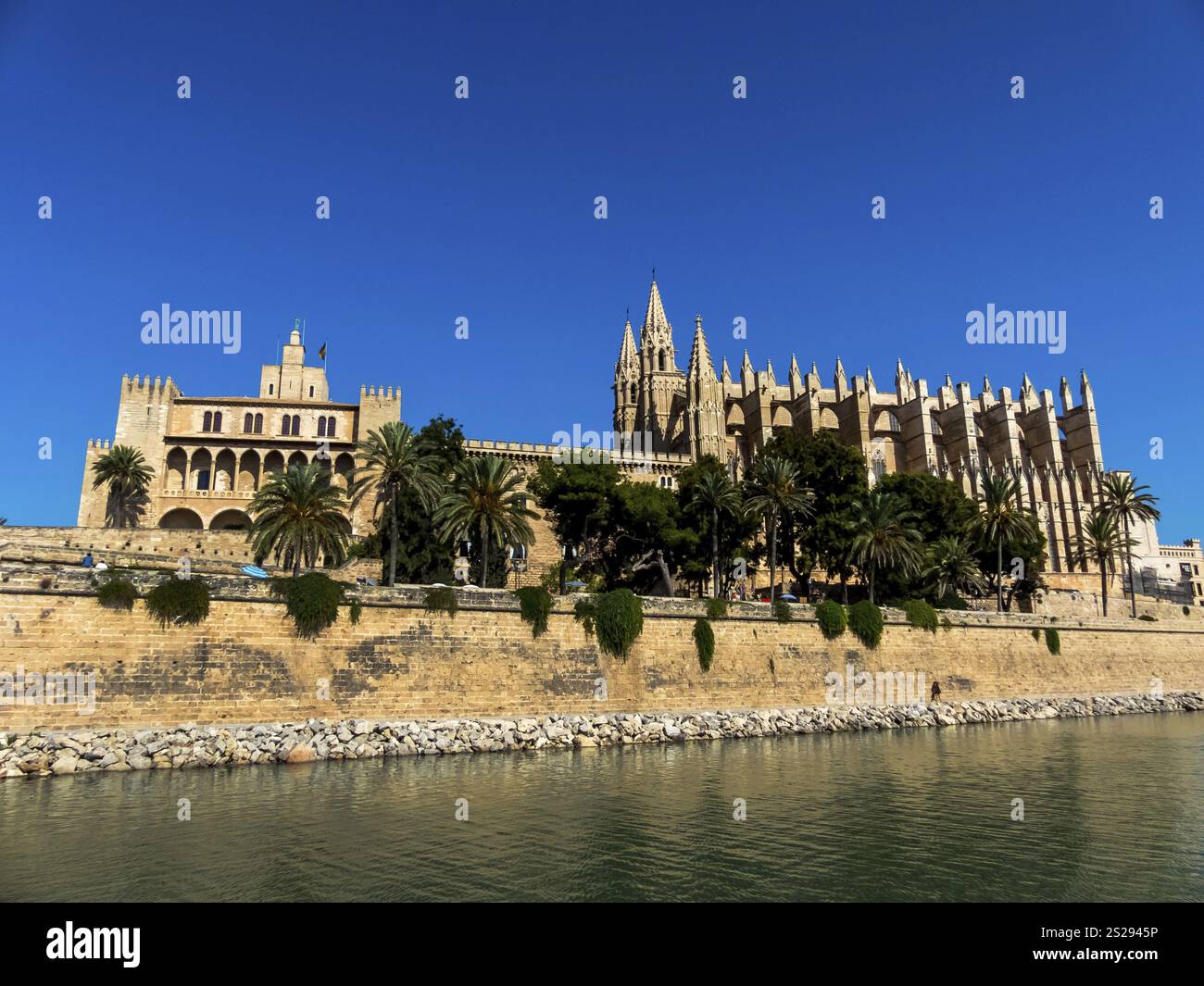 Spain, Majorca, Palma. La Seu Cathedral as a tourist attraction in the ...