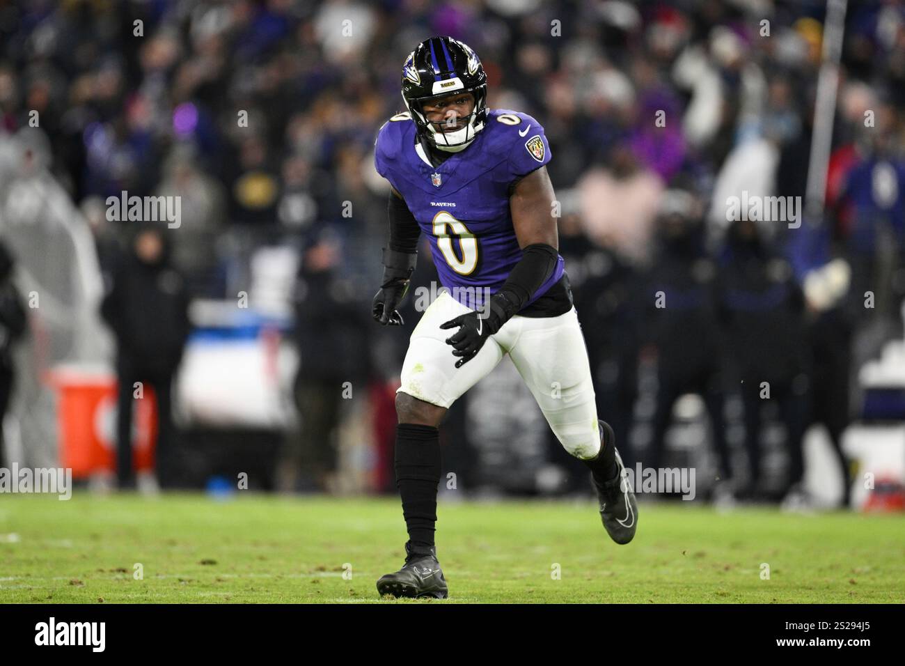 Baltimore Ravens linebacker Roquan Smith (0) in action during the ...