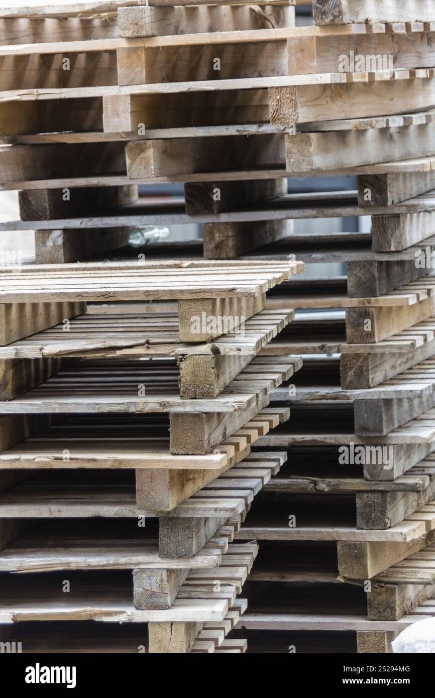 Stacked transport pallets, symbolic photo for freight transport and ...