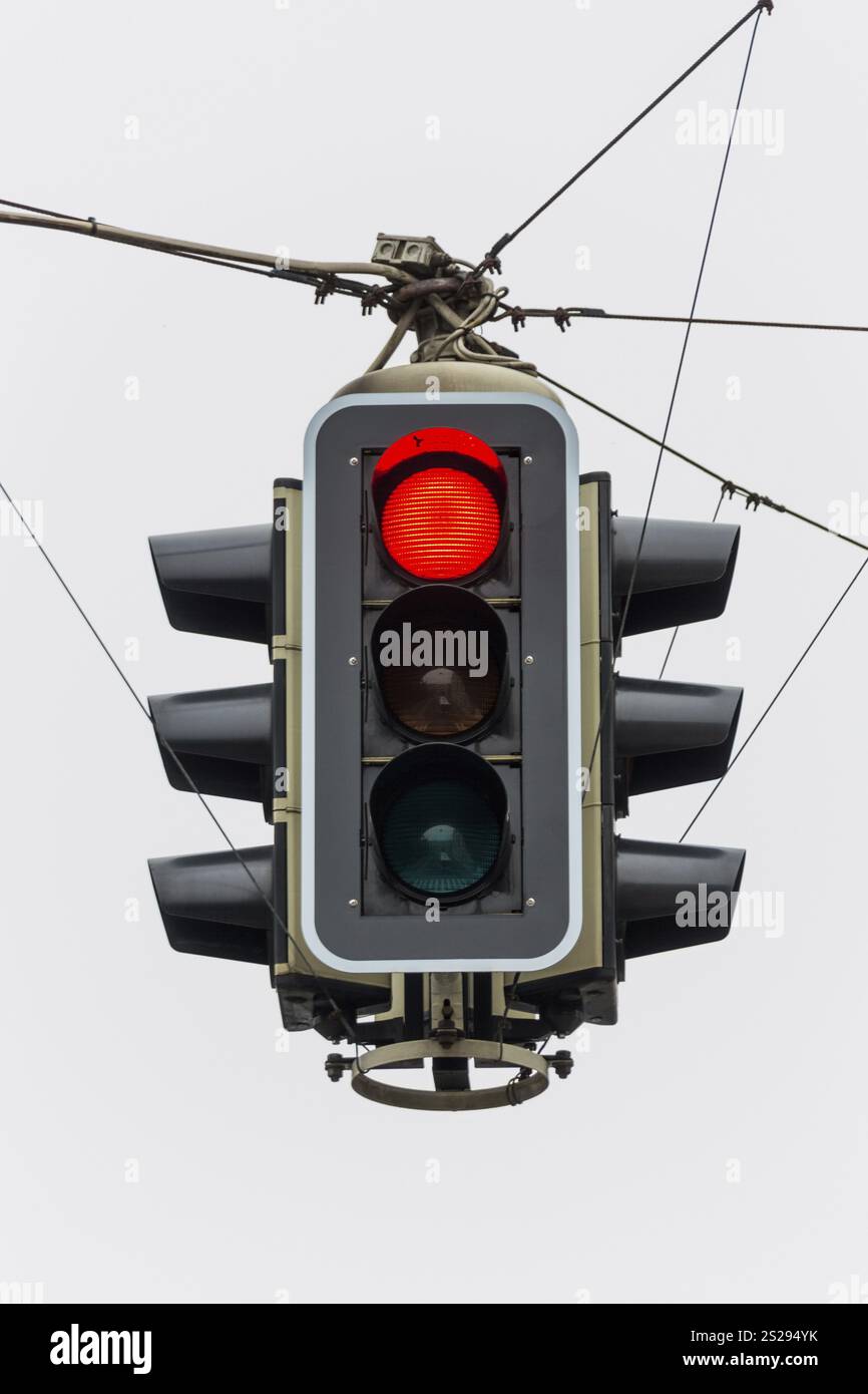 A traffic light with a red light. Symbolic photo for stop, boom ...