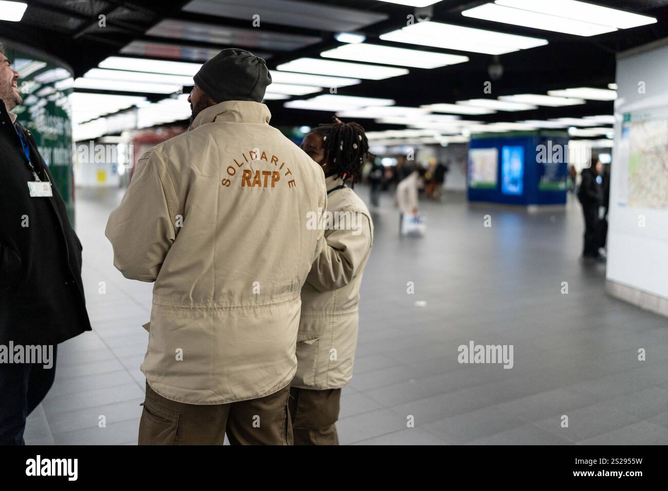 RATP Solidarite agents during a visit by the French Minister of the Interior to the Paris ...
