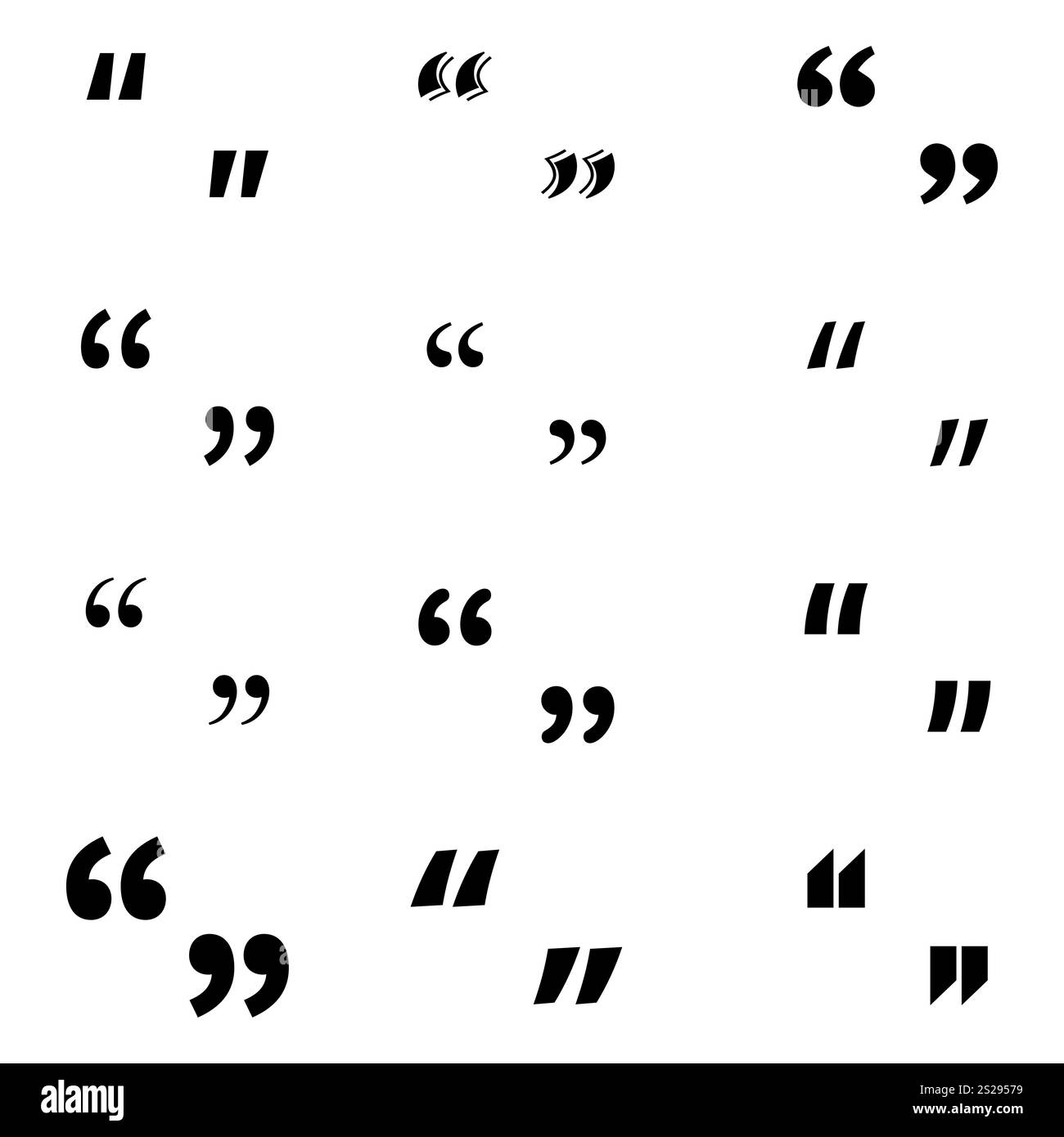 Quotation mark icons. Speech punctuation symbol. Minimal black shapes. Vector illustration Stock ...