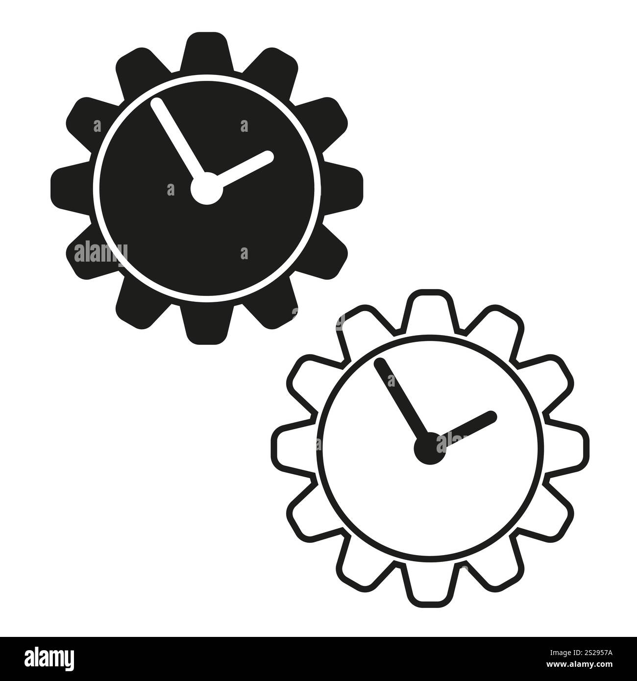 Clock gear icon. Watch face shapes. Mechanical black wheels. Industrial ...