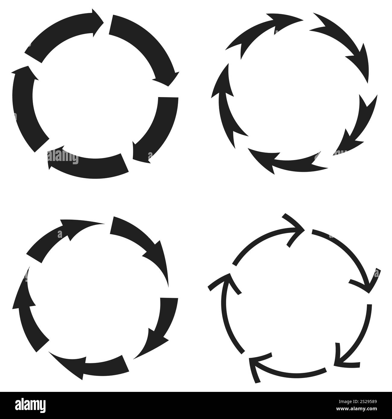 Circular process flow. Rotating arrows symbol. Curved motion icon. Minimal vector graphic Stock ...