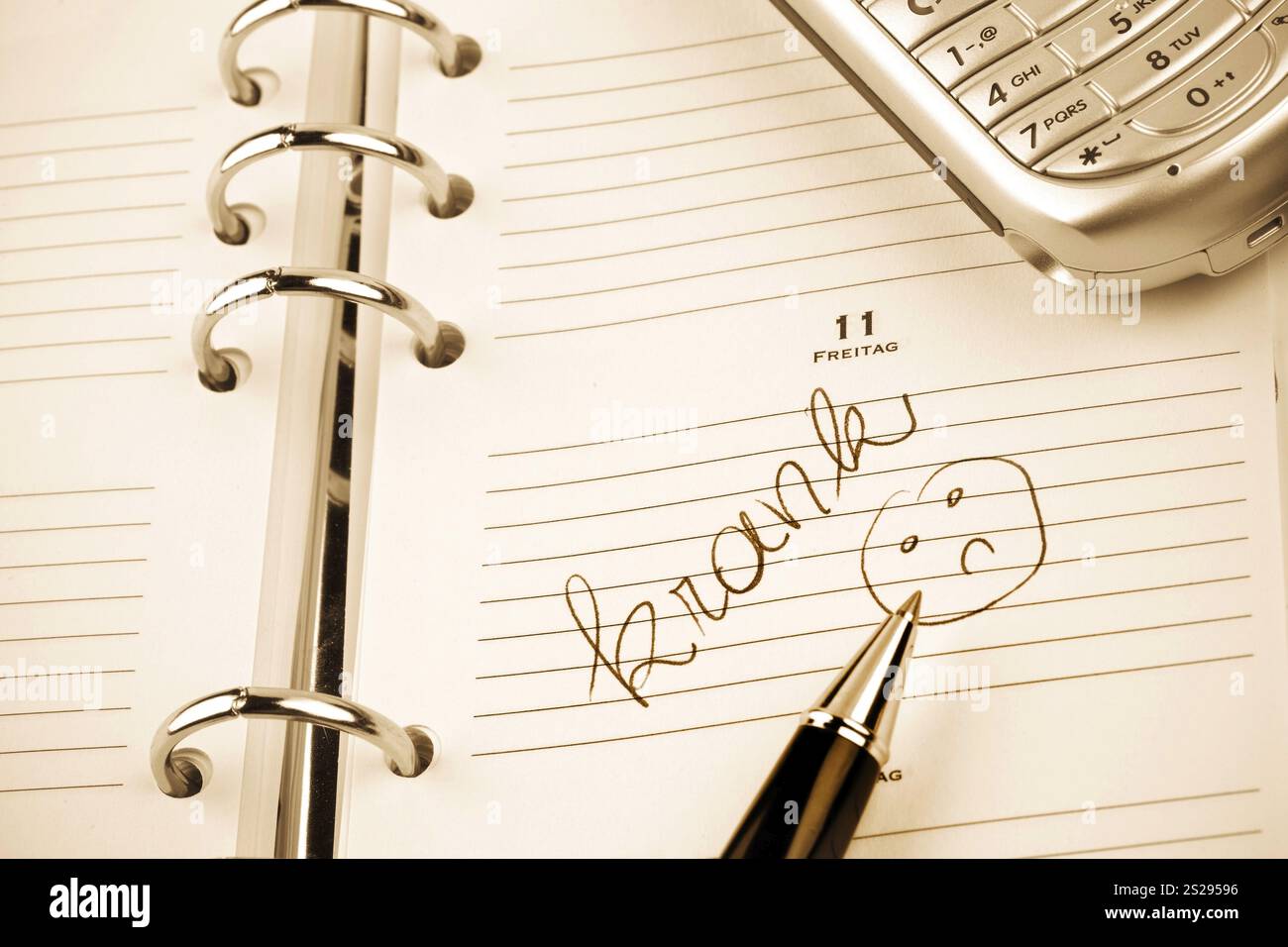 An appointment is entered in a calendar: Sick Austria Stock Photo - Alamy