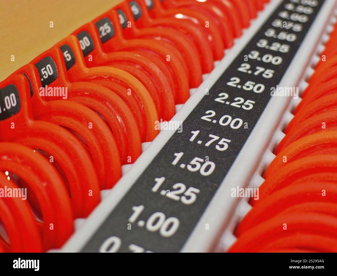 At an optician. Lenses for visual acuity measurement Austria Stock ...