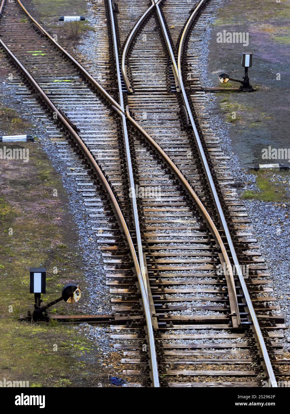 Switch on the rails of a railway. Symbolic photo for decision ...