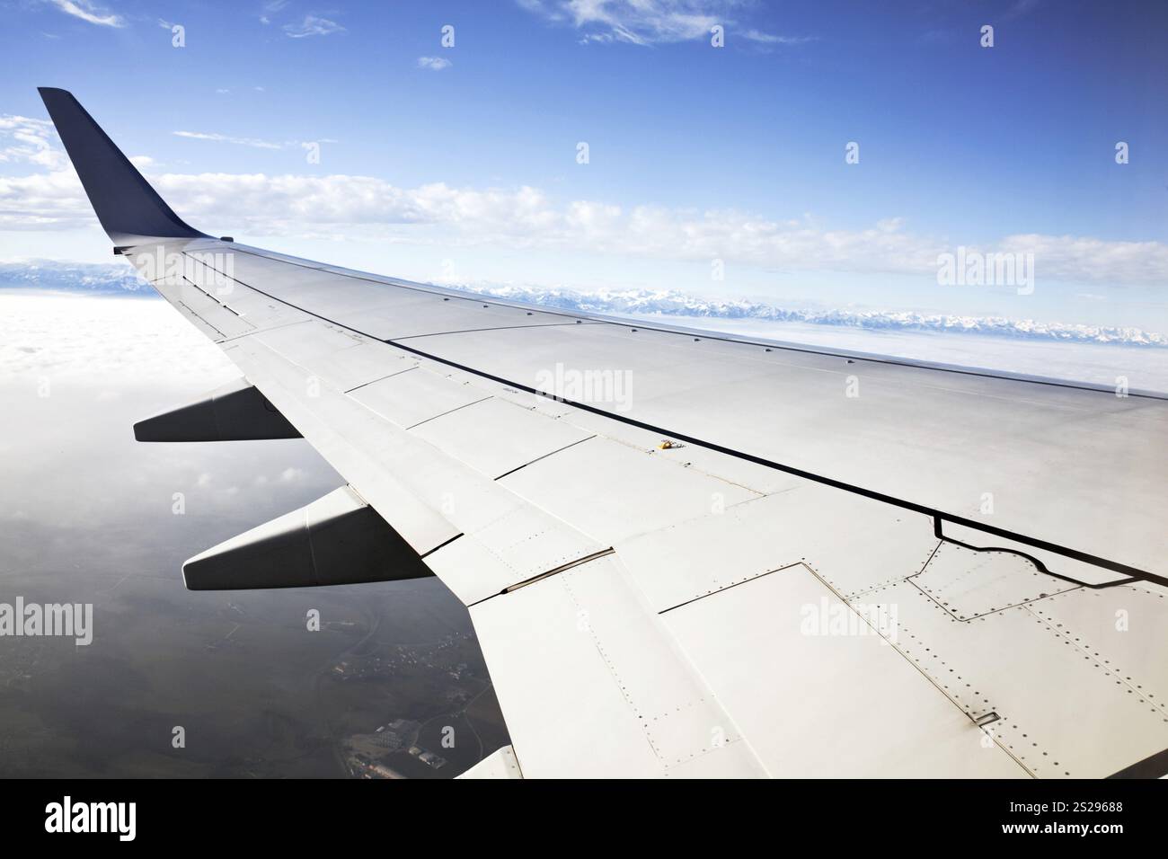 Wing of a passenger aeroplane on take-off Austria Stock Photo - Alamy