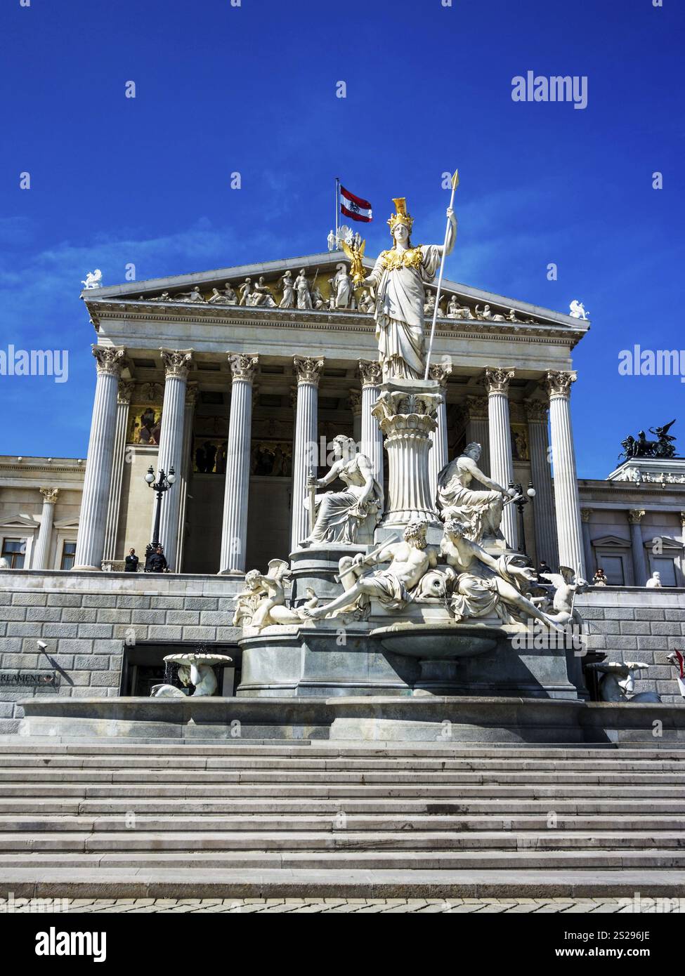 The parliament in Vienna, Austria. With the statue of Pallas Athena ...