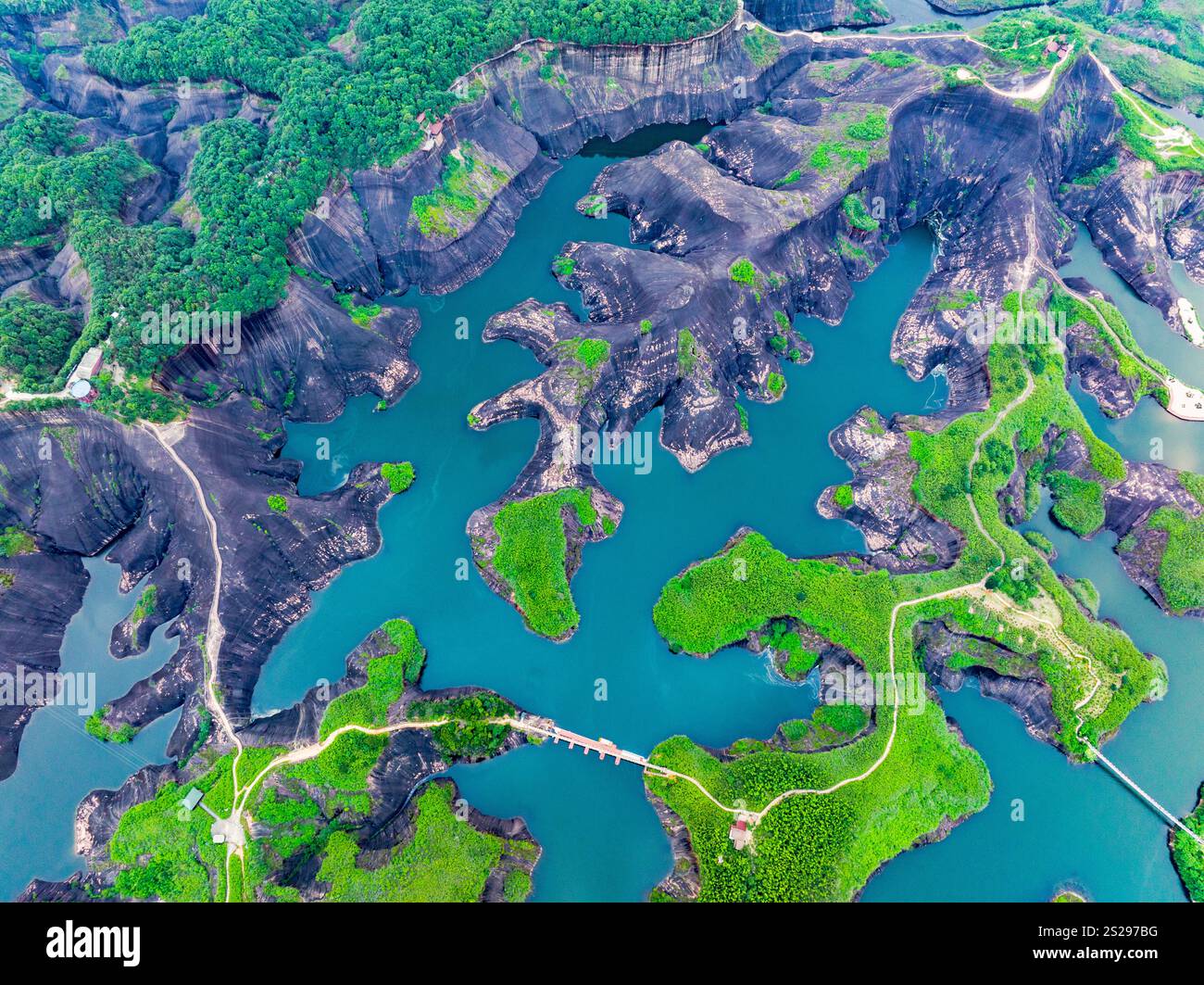 Aerial photography of Gaoyiling in Chenzhou, Hunan Province in summer ...