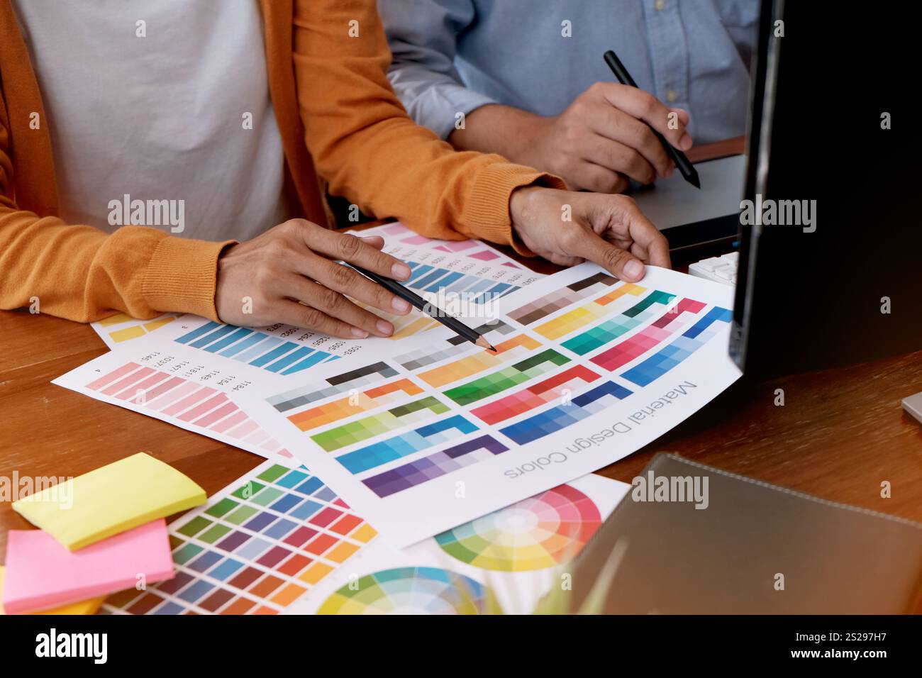 Graphic designer working on digital tablet. artist drawing on graphic ...