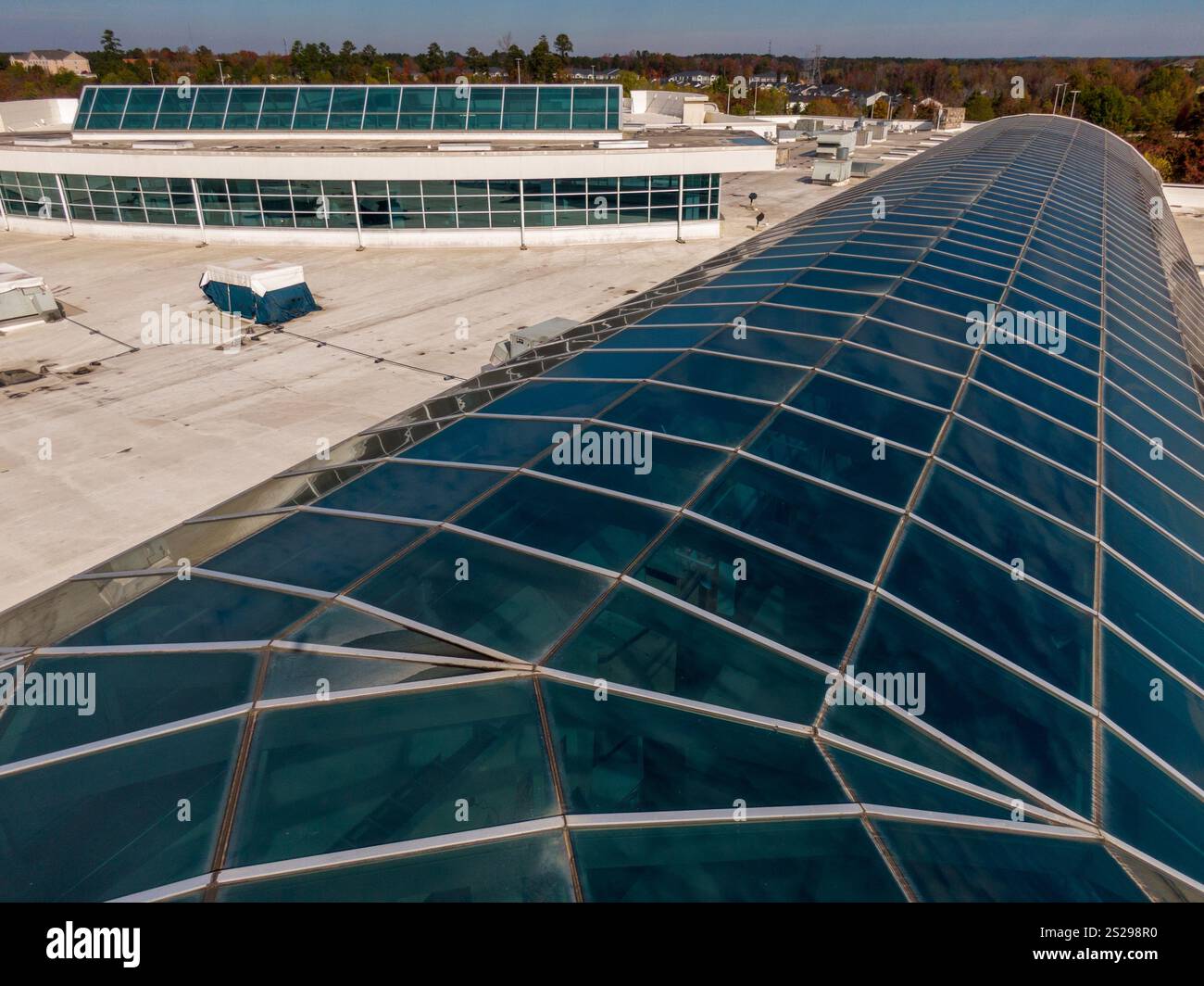 Day Time Drone Images of Large Commercial Building With a TPO Roof and ...