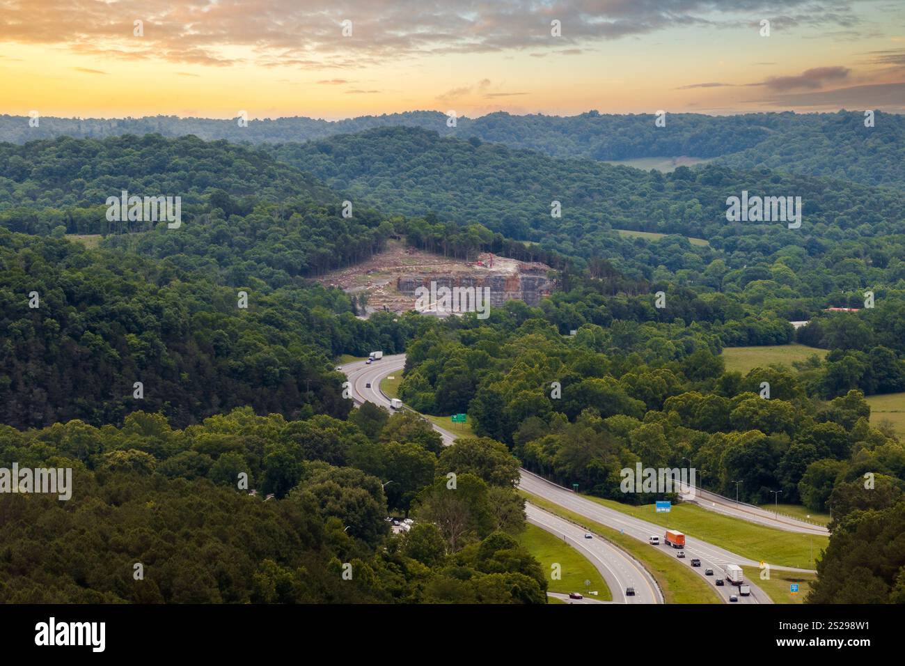 Limestone quarry at industrial open-pit mining site In North Carolina ...