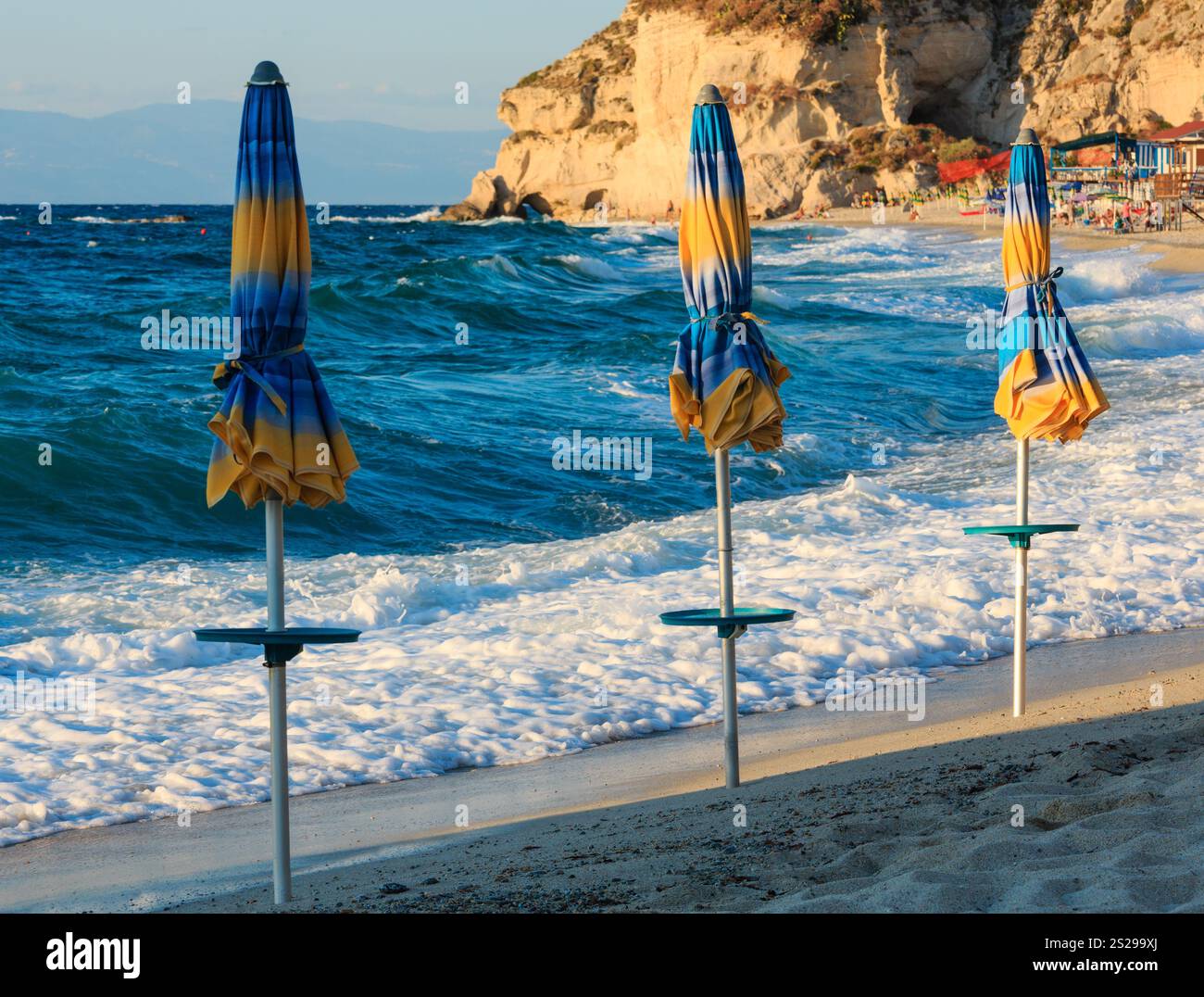 Tropea town beach, Calabria, Italy, Tyrrhenian Sea. People are ...