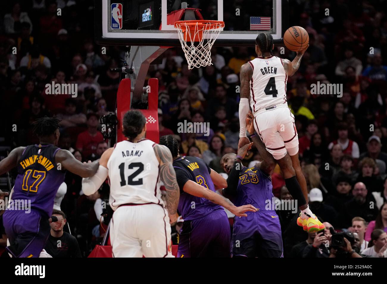 during the first half of an NBA basketball game in Houston, Sunday, Jan ...