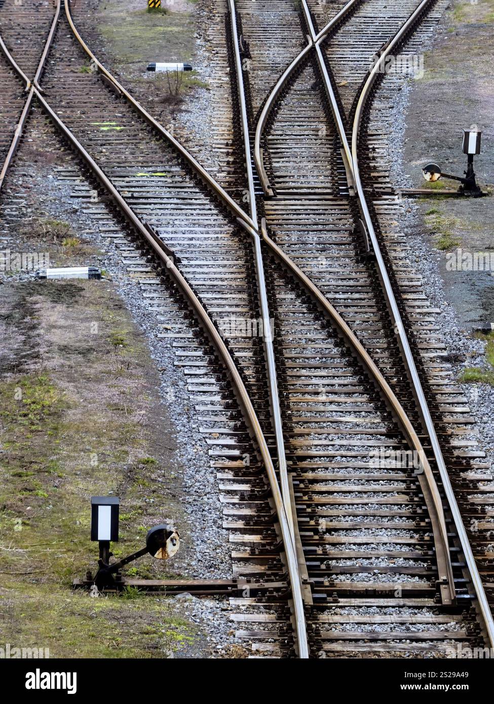 Switch on the rails of a railway. Symbolic photo for decision ...