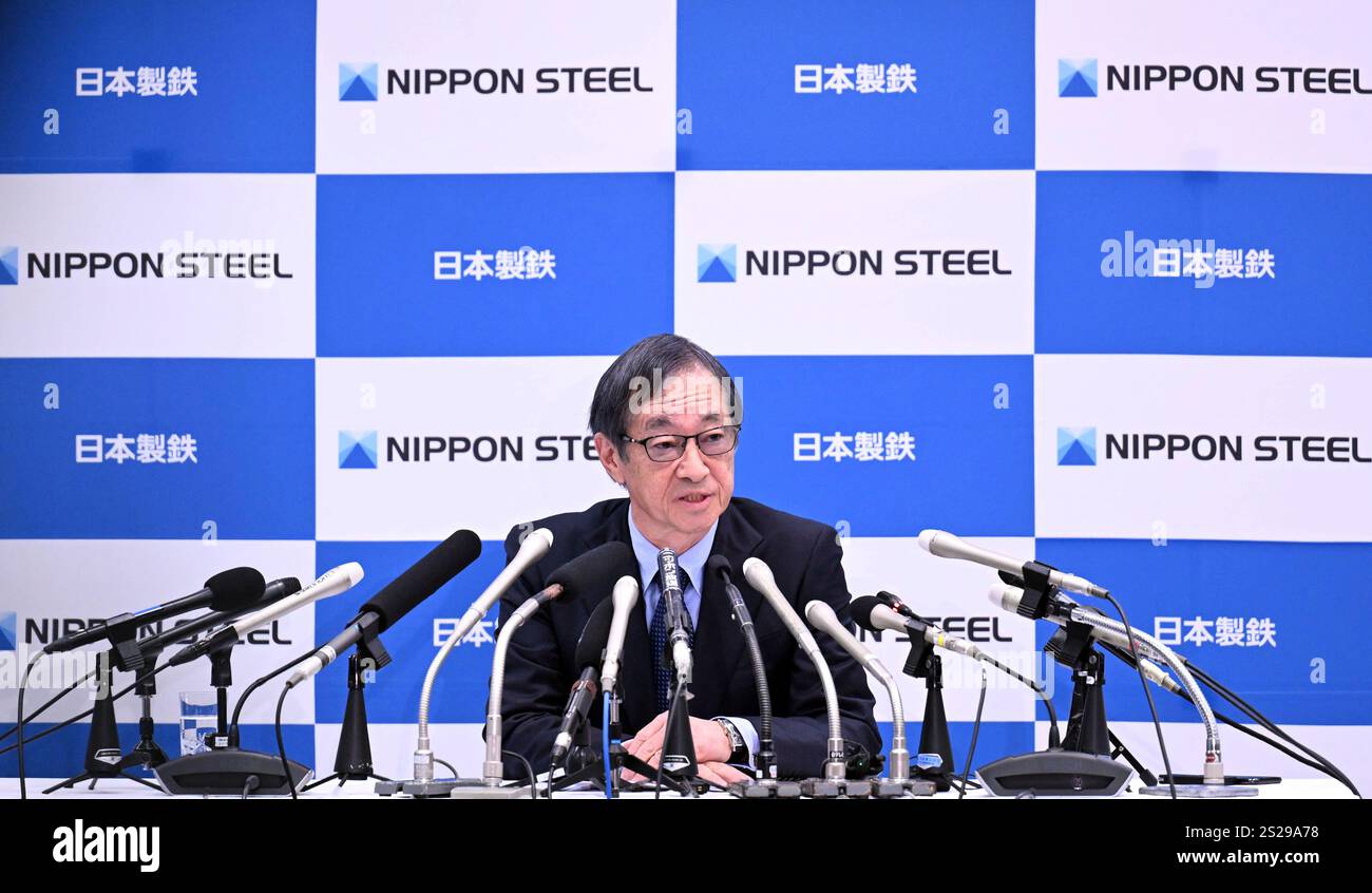 Nippon Steel Corporation CEO Eiji Hashimoto attends a press conference ...