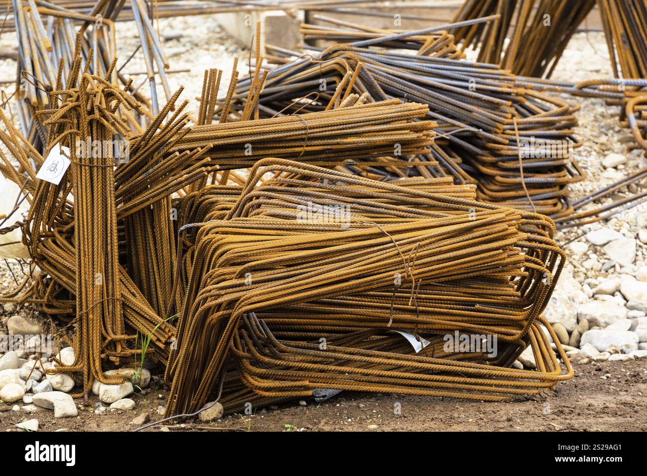 Iron for reinforcing concrete work on a construction site Stock Photo ...