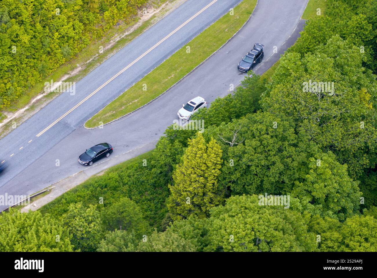 Road trip travel in Appalachian mountains. Overlook on parkway with ...