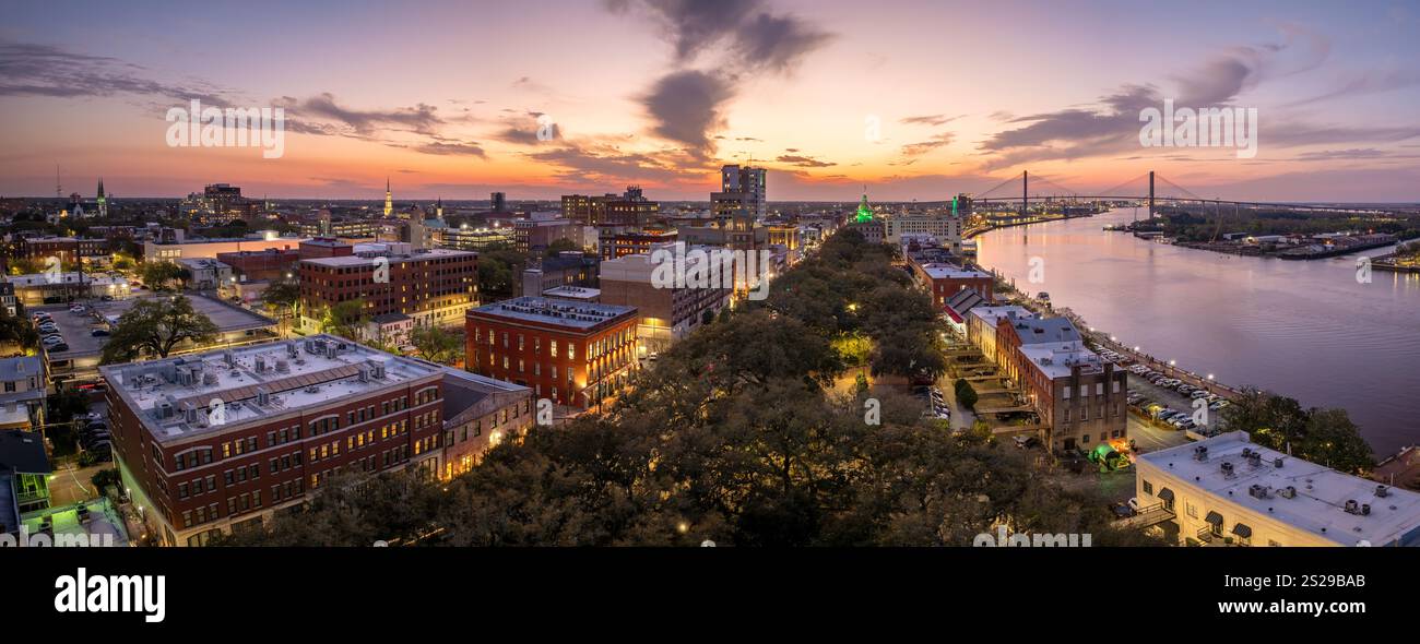 Savannah, Georgia. Old historic River Street architecture. View from ...