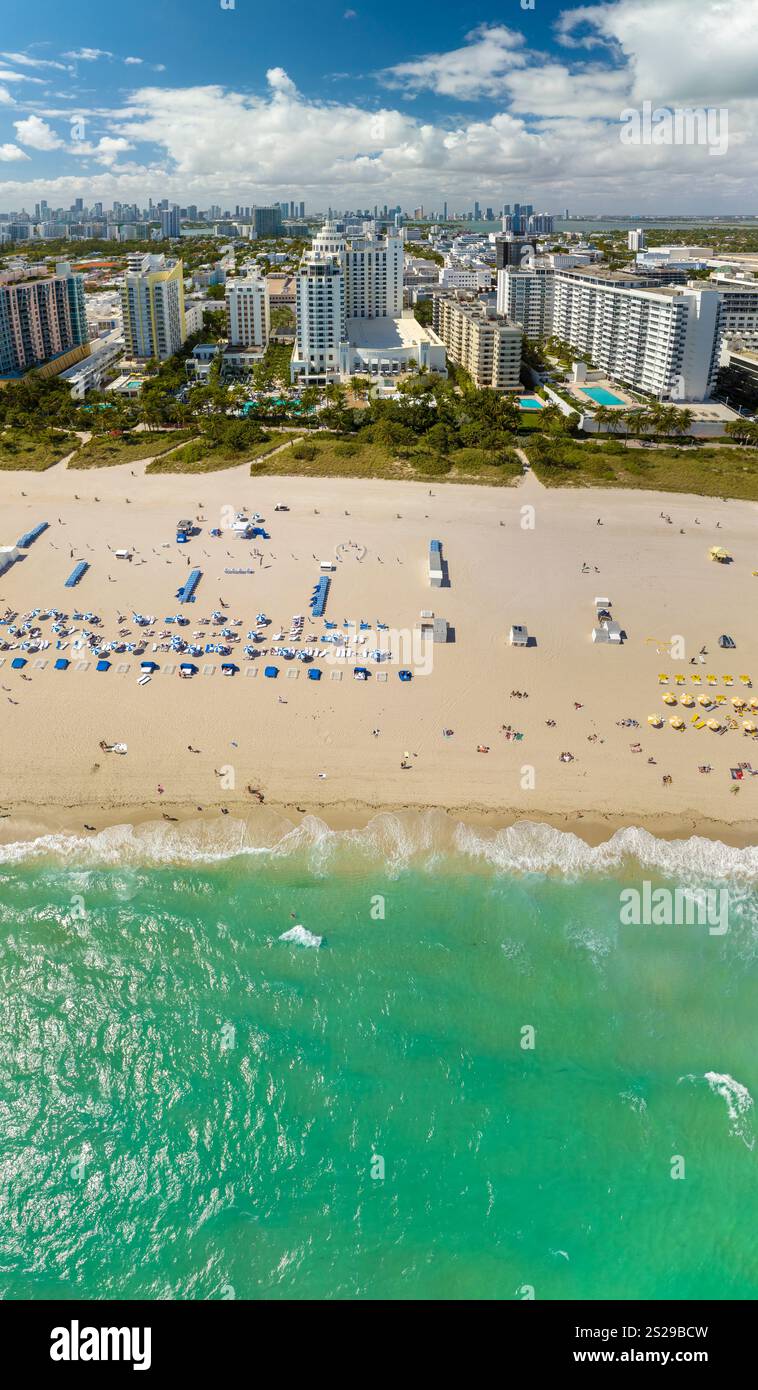 South Beach high luxurious hotels and apartment buildings. American ...