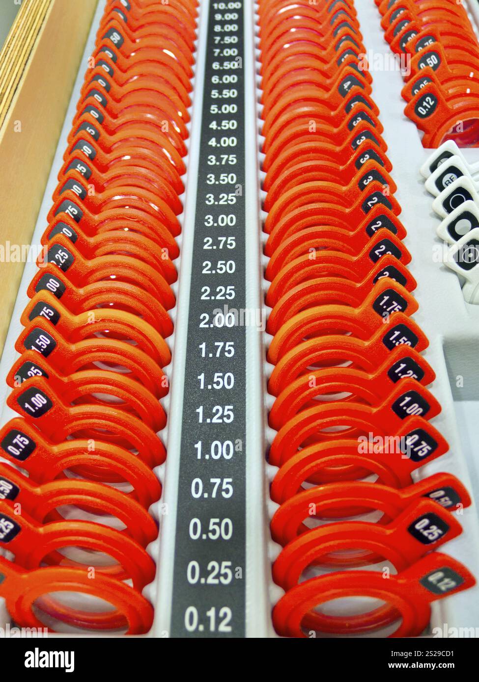 Glasses for testing the visual acuity of the eyes at an optician Stock ...
