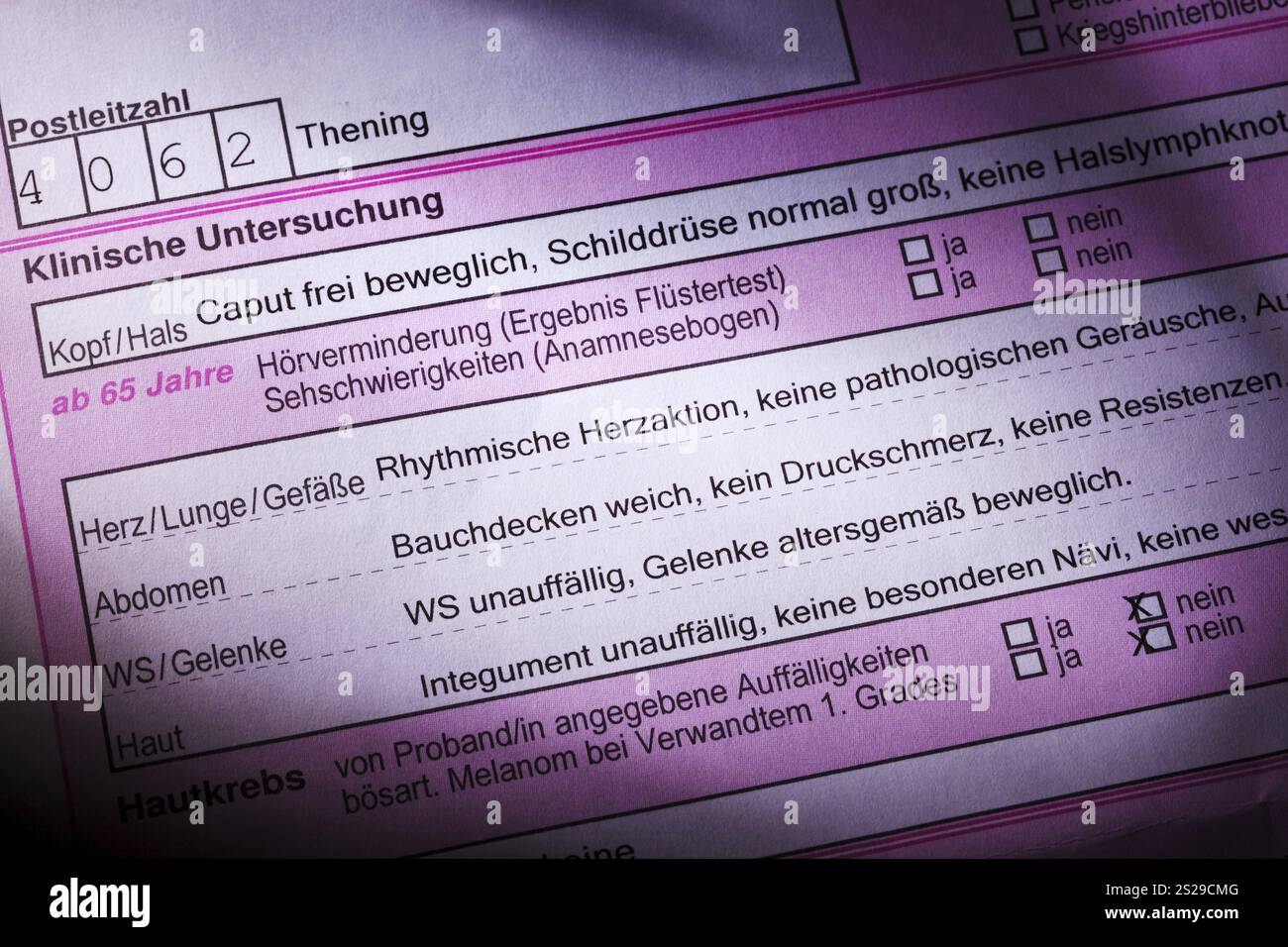 Laboratory values and findings during a health check-up. A check-up by ...