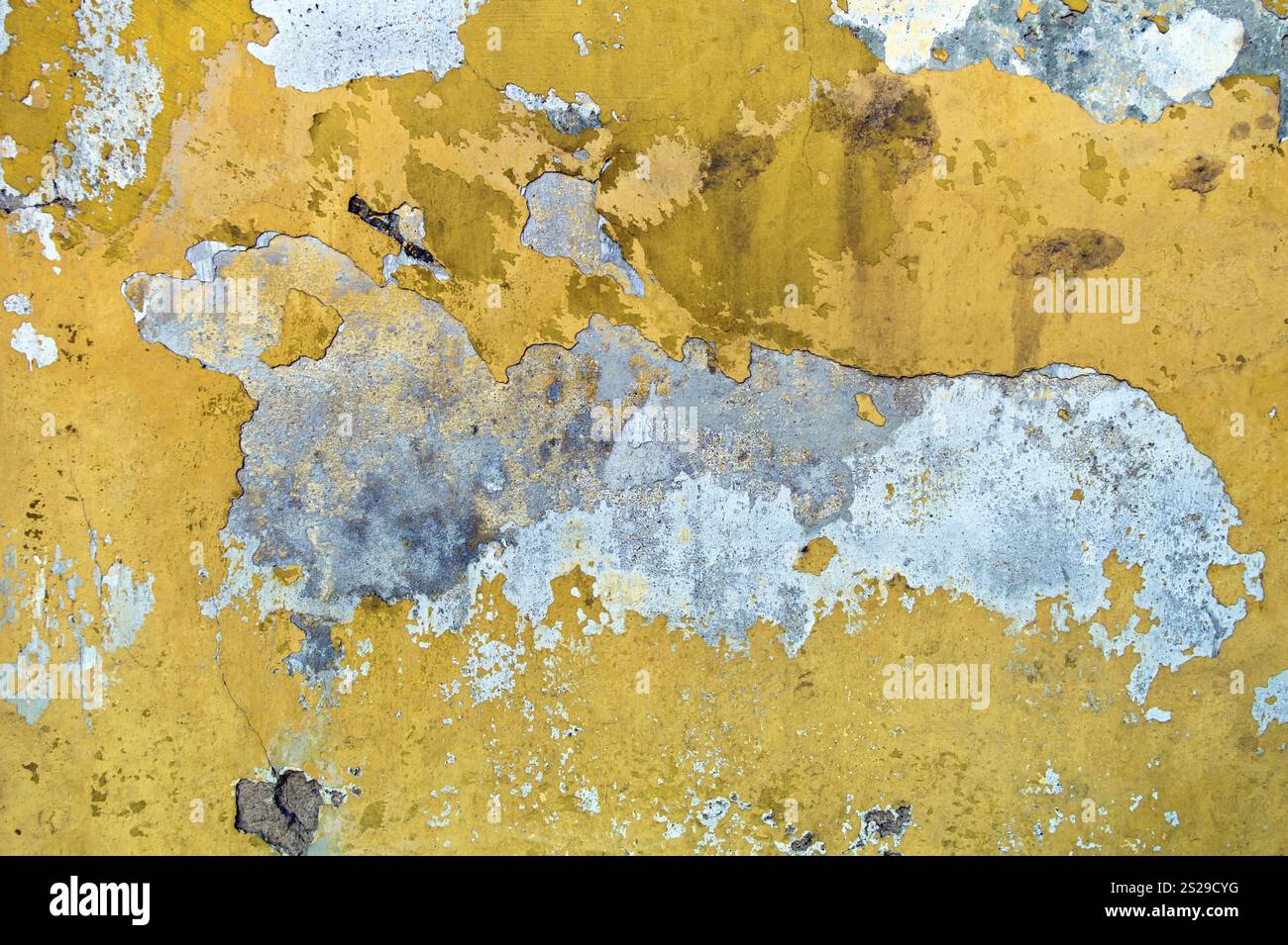 Peeling yellow paint on a building. Symbol photo for moisture and damp ...