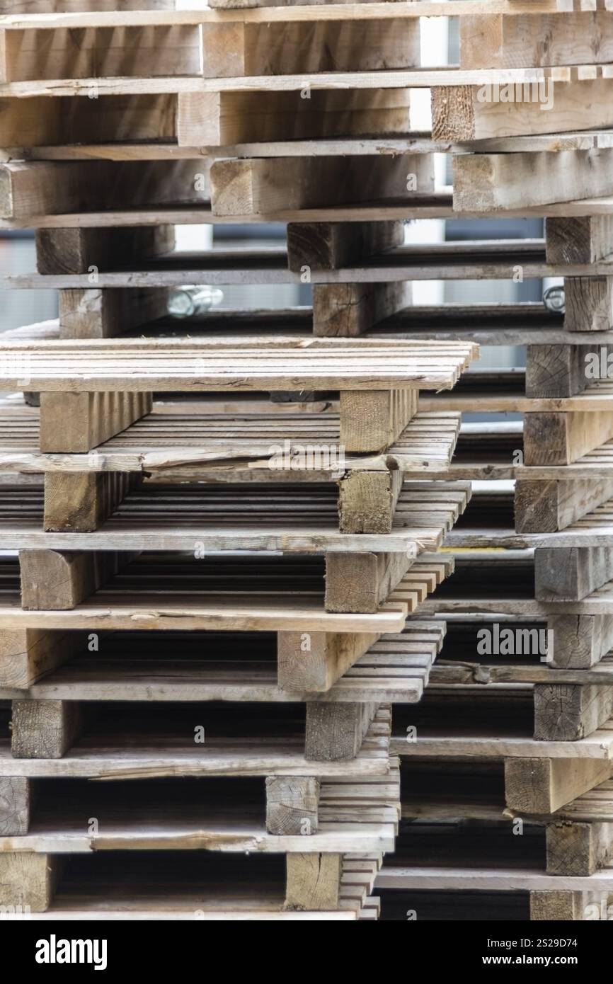 Stacked transport pallets, symbolic photo for freight transport and ...