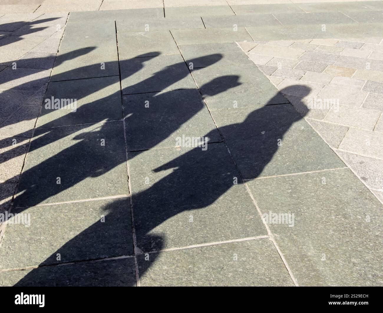 Shadows of people, symbolic photo for anonymity, city life, mass ...