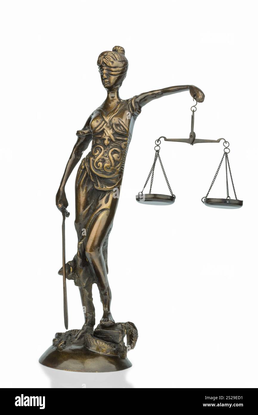 Sculpture of Justitia, symbol of justice and jurisdiction Stock Photo ...