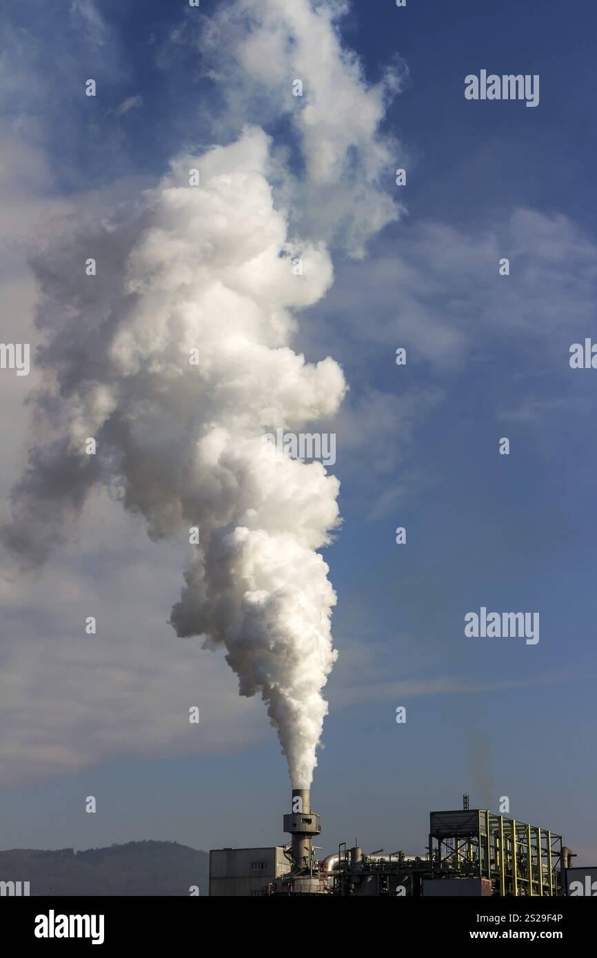 White smog billows from a smoking chimney Austria Stock Photo - Alamy
