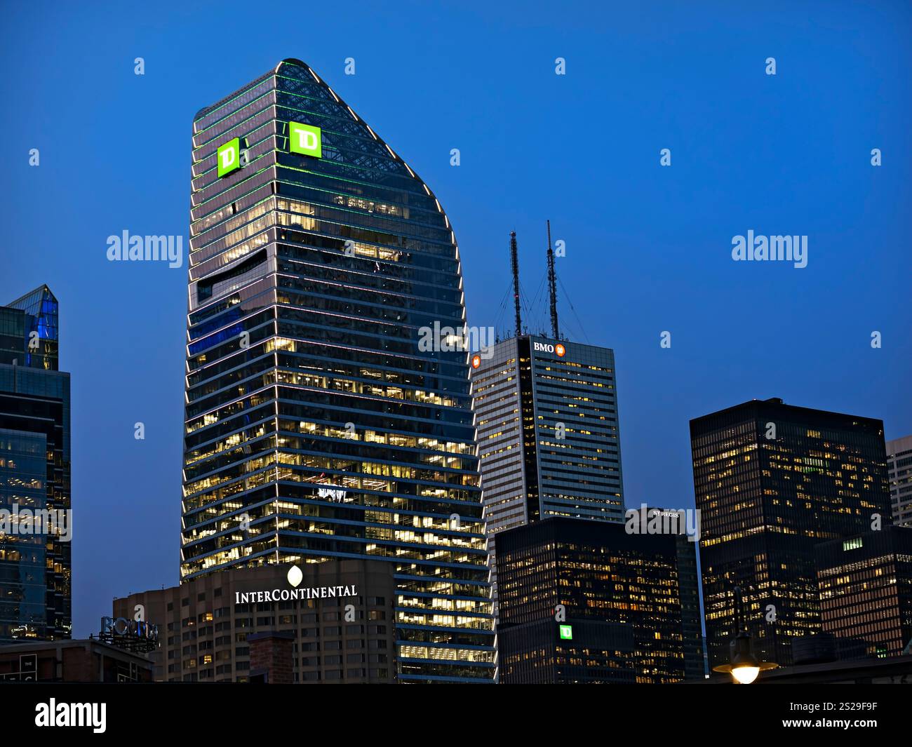 Toronto Canada / TD Terrace Bank Building at night on Front Street West ...